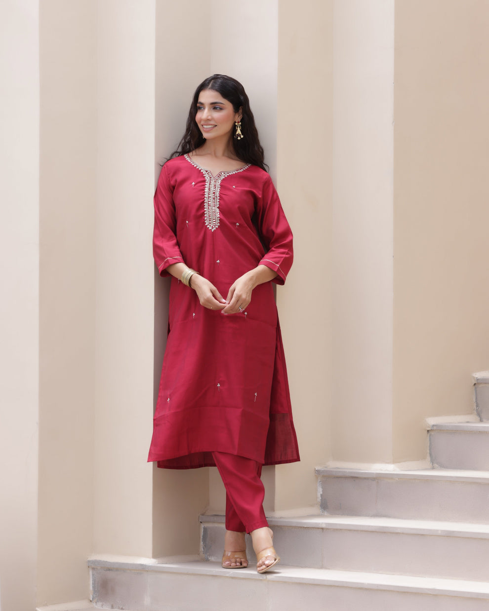 Ruby Rouge Muslic Suit Set – Ocean Ethnic